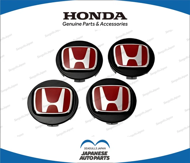 SET OF 4 New Genuine Honda Type R Black Wheel Center Caps W/ Red H ...