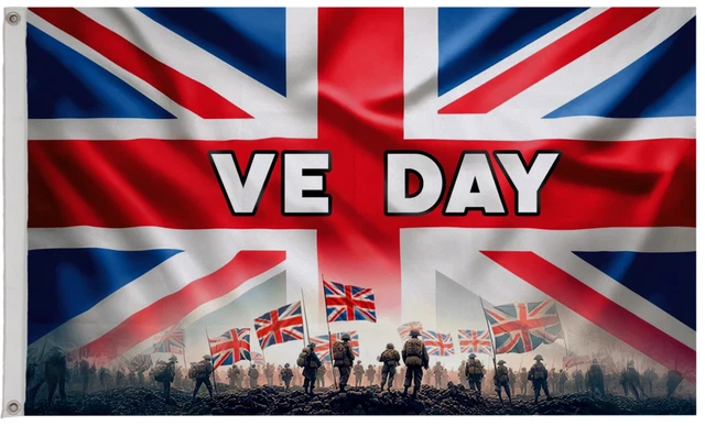 VE DAY VICTORY in Europe 80th Anniversary Union Jack Polyester 5'x3 ...