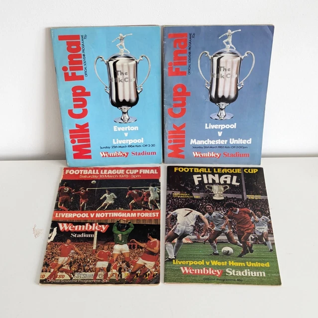 VINTAGE LIVERPOOL FC Football Programmes, League Cup / Milk Cup Final ...