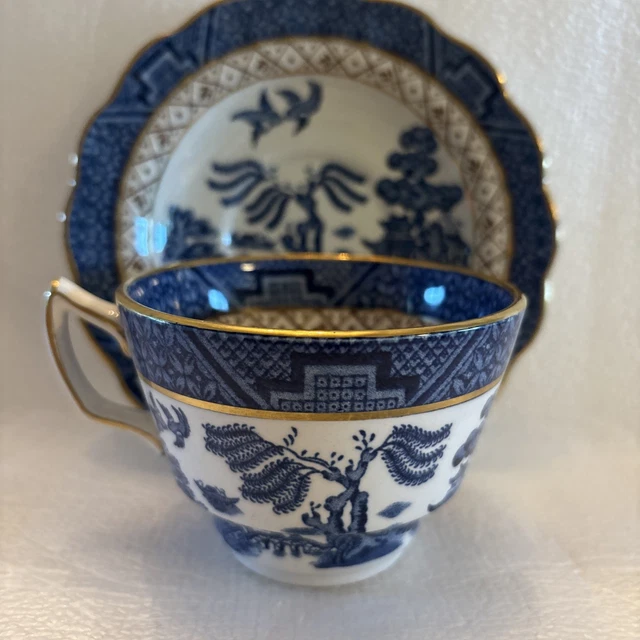 BOOTHS ENGLAND &REAL Old Willow" China Cobalt Blue/Gold Tea Cup & Saucer 7 Oz £10.37 - PicClick UK