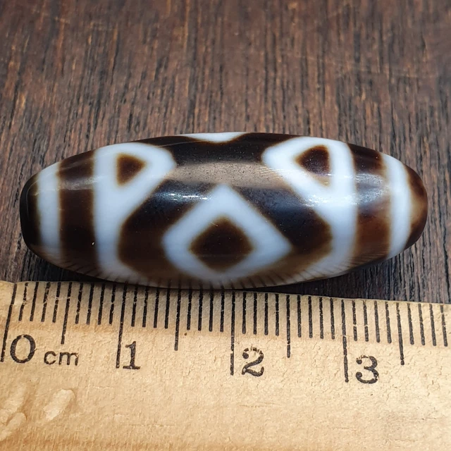AMULETTE SPIRITUELLE UNIQUE tibétaine 3 yeux diamant pierre agate dzi ...