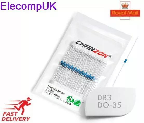 CHANZON DB3 DIAC Bidirectional Trigger Diode 2A 32V 150mW DO-35 (DO ...