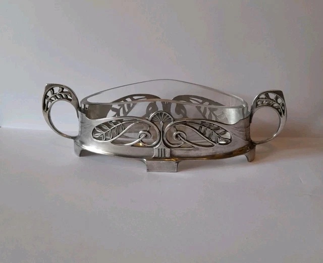 ART NOUVEAU QUIST Germany Flower Posy Trough & Original Glass Liner - c ...