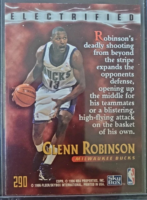 GLENN ROBINSON MILWAUKEE Bucks Electrified 1996-97 Skybox Basketball ... GLENN ROBINSON MILWAUKEE Bucks Electrified 1996-97 Skybox Basketball ...
