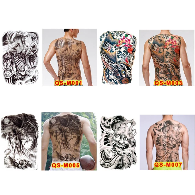HUGE DESIGN FULL back temporary tattoo large body art waterproof stick ...