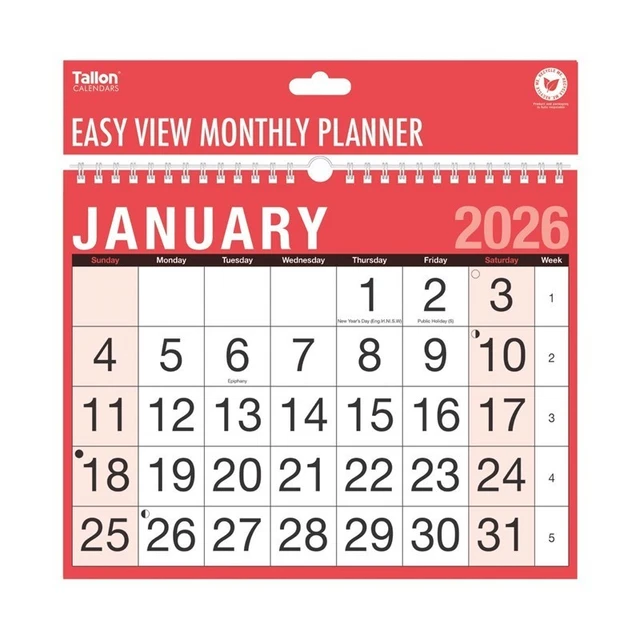 2026 EASY MONTH To View A4 Planner Wall Calendar One Month To View ...