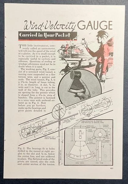 Wind Speed Indicator 1936 Howto Build Plans Anemometer £6 54 Picclick Uk