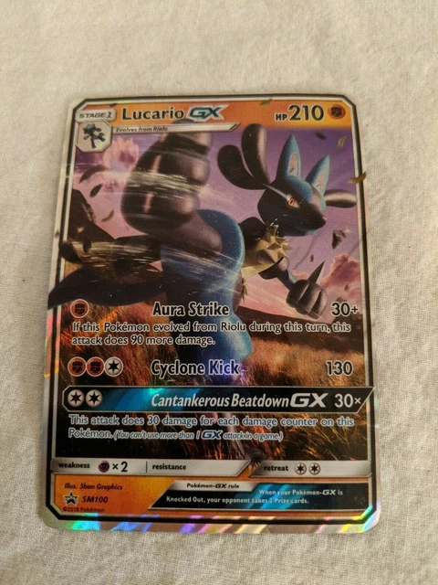 CARTE LUCARIO GX ULTRA RARE étoile noire promo SM100 Pokémon TCG Holo ...