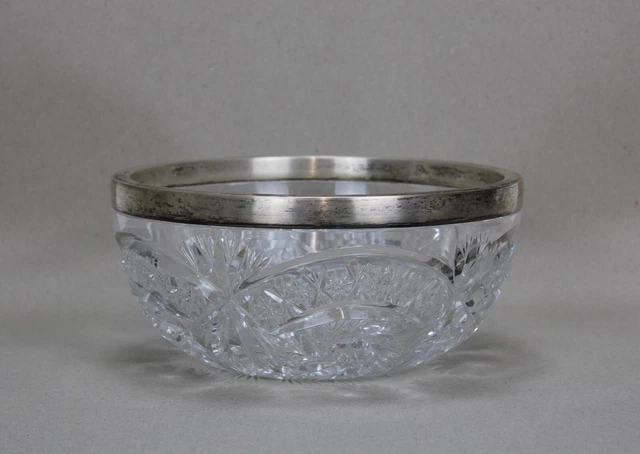 GROSSE BLEIKRISTALL SCHALE Montur 925er Sterling Silber Kristall Glas ...