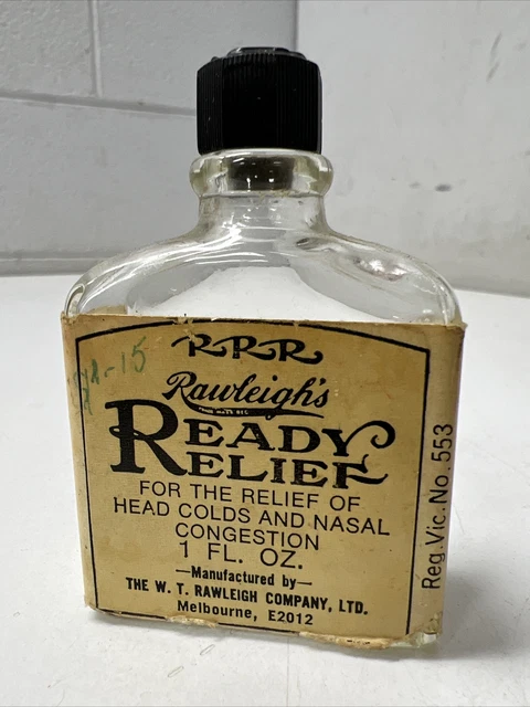 VINTAGE BOTTLE RAWLEIGHS Ready Relief Melbourne Rrr Medicine Pharmacy ...