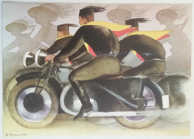 CARTOLINA PIO PULLINI Futurismo Premilitare Moto Avanguardisti Onb ...