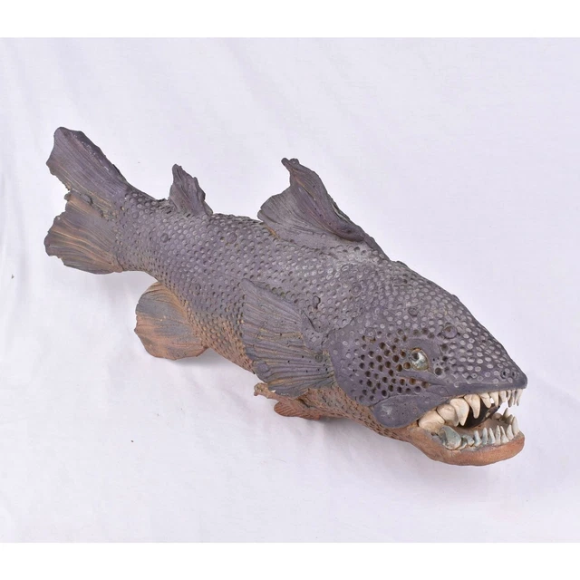 ALAN BENNETT POTTERY Clay Fish Sculpture with Teeth Large 22" Long ...