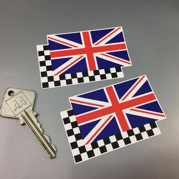 BRITISH 'UNION JACK & Chequered Flag' helmet stickers £2.99 - PicClick UK