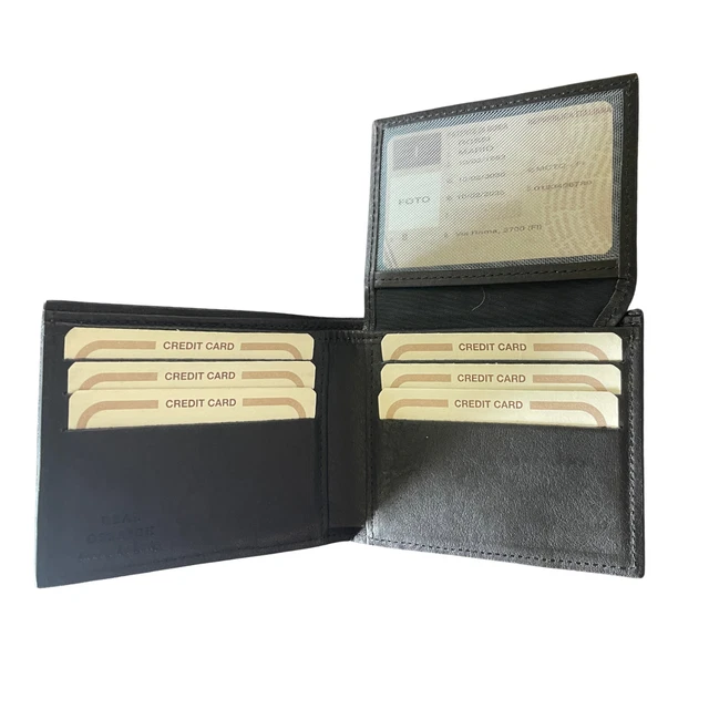 STRAUSSENLEDER GELDBÖRSE HERREN Grau Blau Echtleder Wallet Made in ...