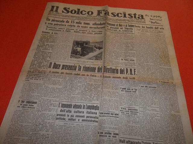 WW2 IL SOLCO Fascista -1943 Mussolini P.n.f. Caprera Sardegna Senatore ...