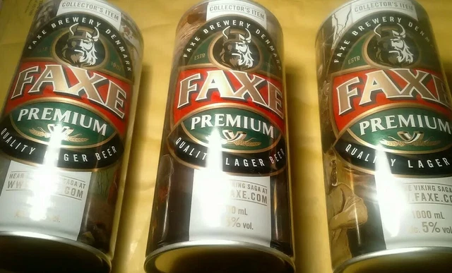FAXE PREMIUM BEER Collector's Item - 4 Very Rare Empty Cans - 1000 Ml ...