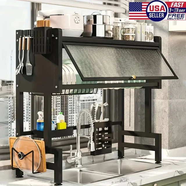 OVER THE SINK Dish Drying Rack 3 Tier Large Dish Rack Metal for Kitchen ...