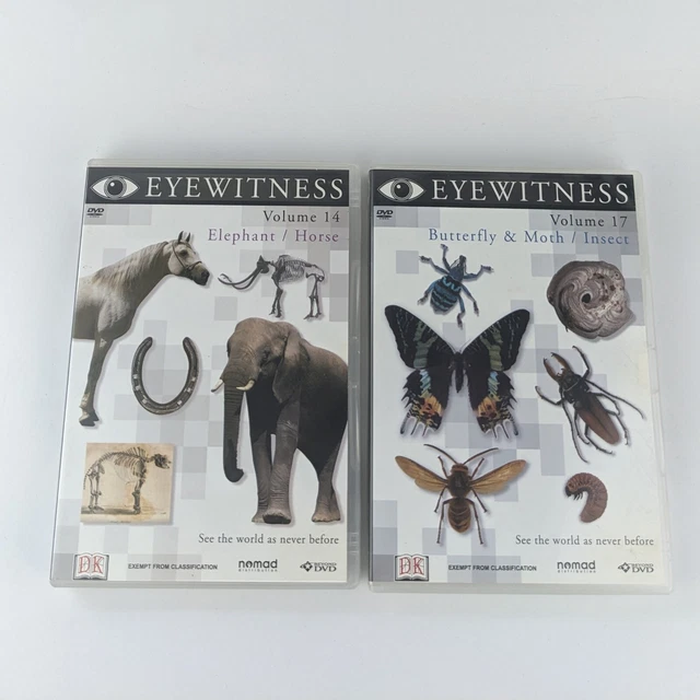 EYEWITNESS VOLUMES 17 & 14 Butterfly/Moth/Insect - Elephant/Horse DVD ...