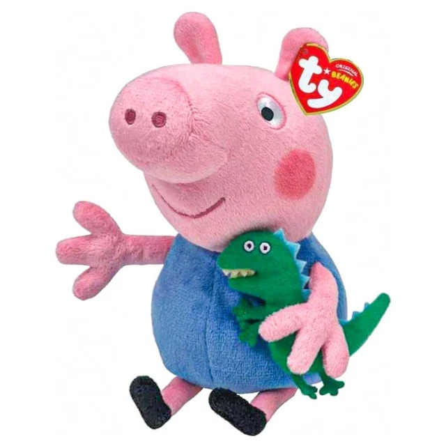 TY TOYS PEPPA Pig George Pig with Mini Mr. Dinosaur Regular Soft Plush ...