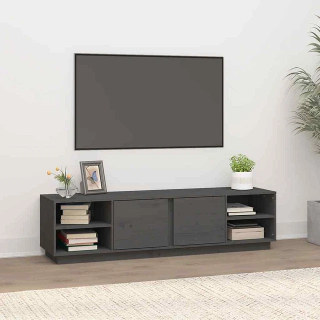 1623675 MOBILE PORTA TV Grigio 156x40x40 cm in Legno Massello di Pino ...