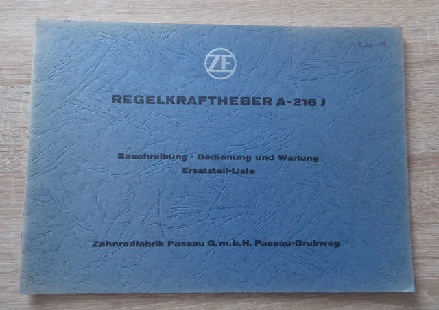 ZF KRAFTHEBER A216 J Anleitung + Ersatzteilliste EUR 39,90 - PicClick DE
