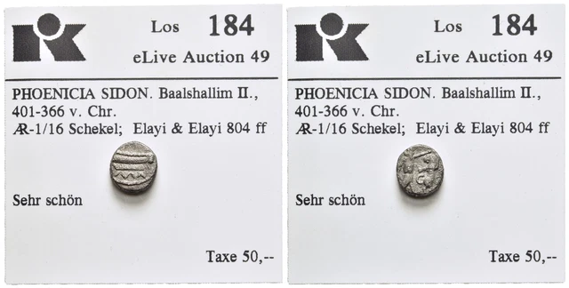 FITZ PHOENICIA SIDON 1/16 SHEKEL GREEK SILVER 7mm 0,66g EX KÜNKER E49 ± ...