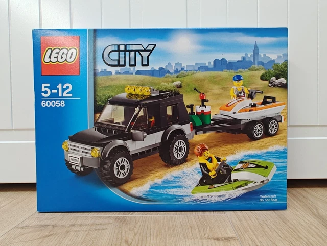LEGO CITY 60058 Fuoristrada Wasserfahrzeuge Jetski Jeep Rimorchio ...