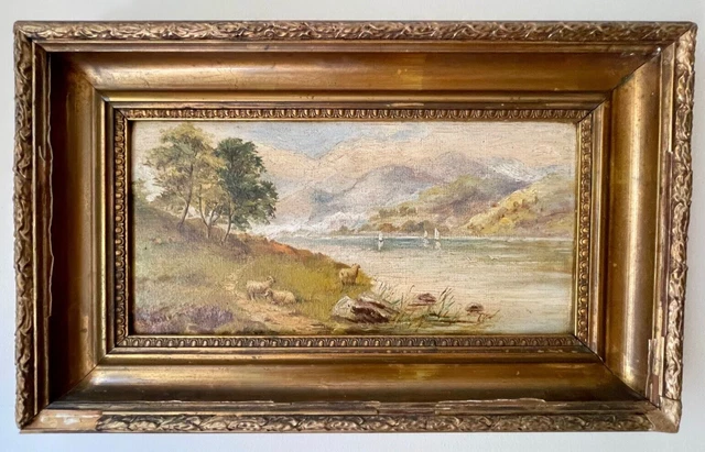 ANTIQUE SIGNED OIL Painting on George Rowney & Co Birchmore Board Early ...