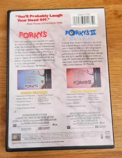 DVD - FOX Double Feature Porky's Porky's 2 The Next Day Comedy NTSC R1 ...