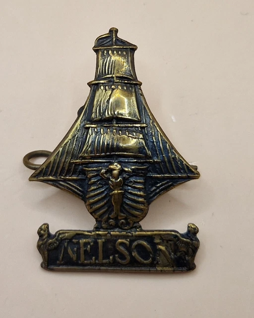 WW1 BRITISH ARMY/NAVY Cap Badge Royal Navy Nelson Division Brass With ...