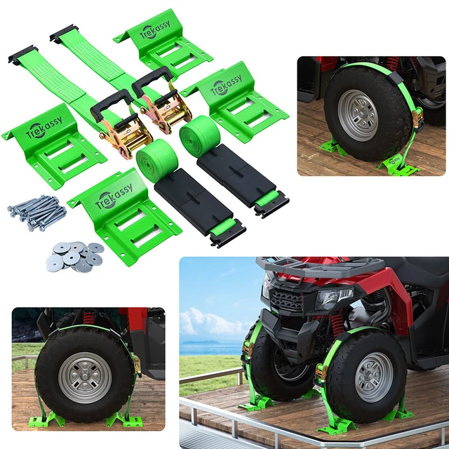 ETRACK ATV UTV All-Terrain Wheel Chock Tie-Down Kit Accessories Parts ...