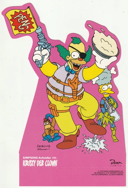 SIMPSONS STANDER #4 Krusty the Clown, Dino/Bongo COMIC CARDBOARD STAND ...