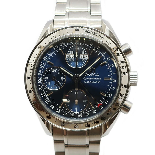 OMEGA SPEEDMASTER TRIPLE Calendar 3523.80 Chronograph Blue Dial SS ...
