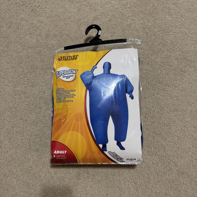 BLUE LIGHT-UP SUPER Skins Inflatable Suit Spirit Halloween Costume ...