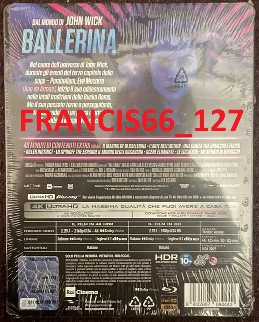 BALLERINA &FROM THE World Of John Wick" 4K + Blu Ray Steelbook Italian ...