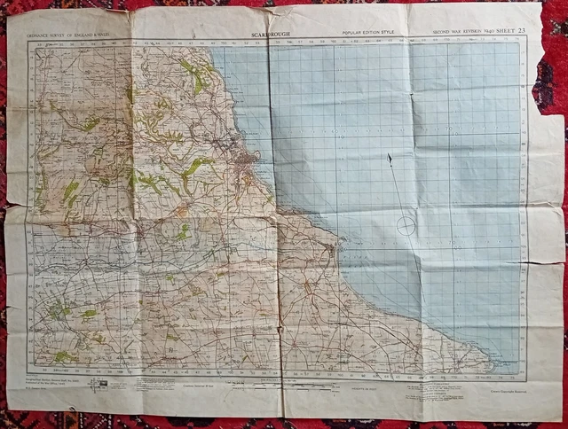 ORIGINAL WAR OFFICE 1940 Map Of Scarborough Filey Yorkshire Coast (#18 ...