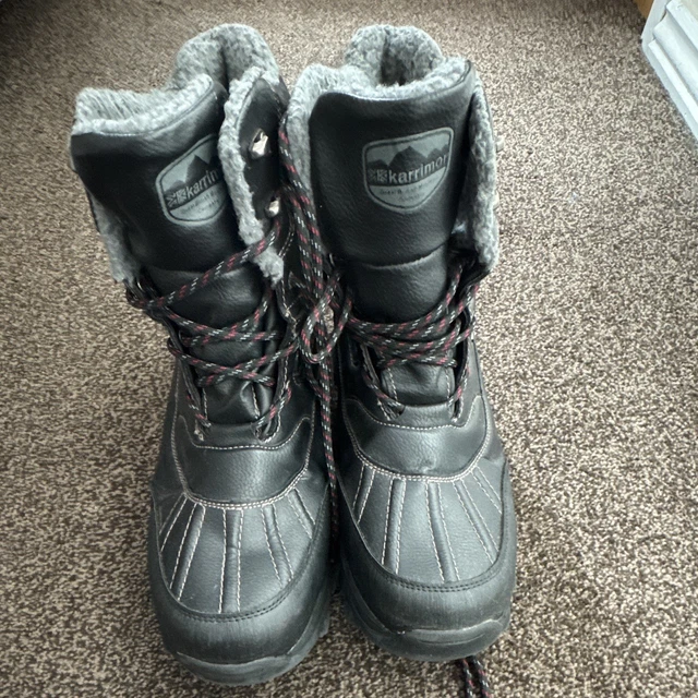 KARRIMOR MEN’S BLACK Leather Lace-Up Ankle Snow Boots UK 10 Round Toe £ ...
