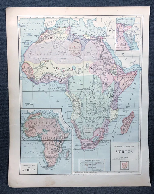 1884 POLITICAL MAP of Africa Harper and Brothers Copyright 1879 ...