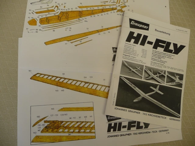 BAUANLEITUNG UND STÜCKLISTE von dem HI-FLY( Graupner ) Retro EUR 6,00 ...