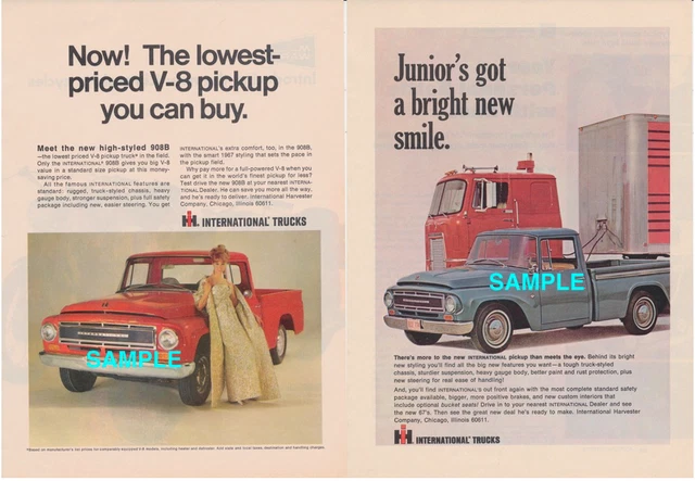 VINTAGE 1967 INTERNATIONAL PICKUP TRUCK PRINT ADS (2 in TOTAL) $9.99 ...