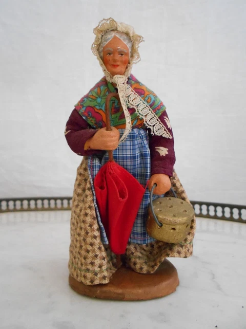 SANTON DE PROVENCE En Terre Cuite Vieille Femme Signee Chave Aubagne ...