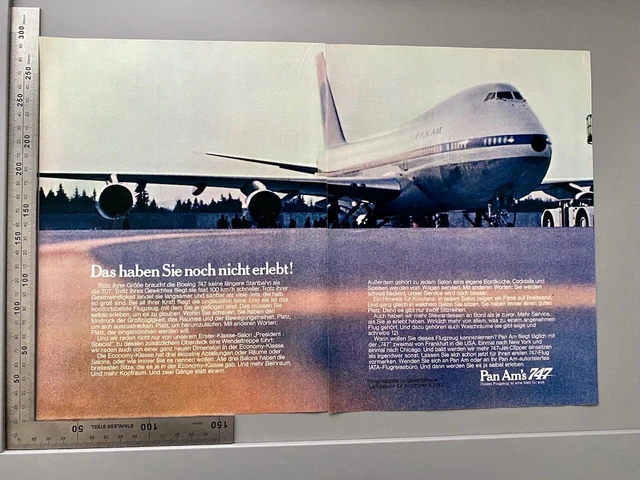 PAN AM BOEING 747 Jumbo Jet PanAm Original 1970 Vintage Advert Werbung ...
