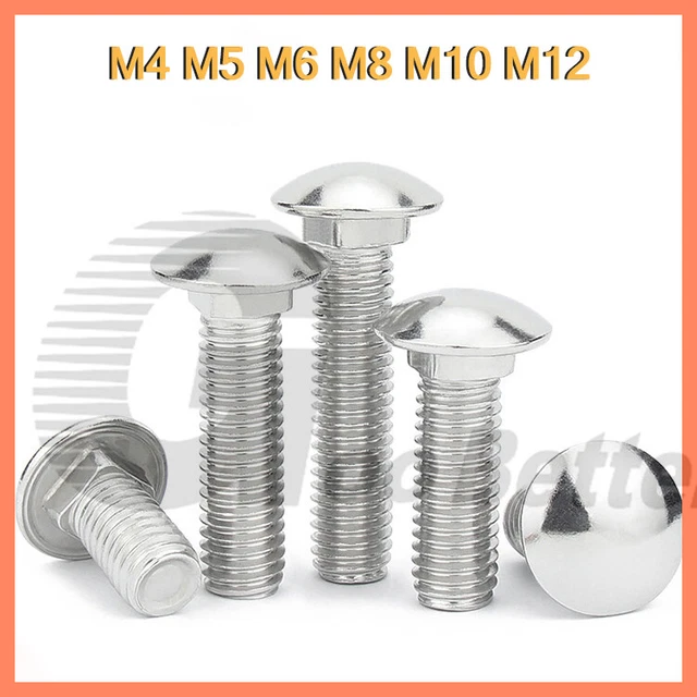 M4 M5 M6 M8 M10 M12 Carriage Bolts Cup Square Dome Screws A2 Stainless ...