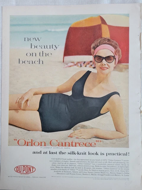 1960 Womens Catalina Dupont Swimsuit Bathing Suit Sunglasses Vintage