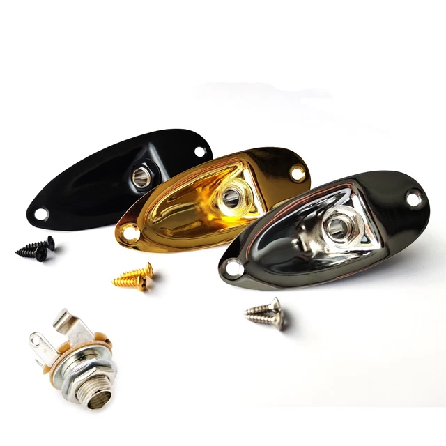 STRAT STRATOCASTER JACK Plate and Socket 1'4 Mono Output Jack–Chrome ...