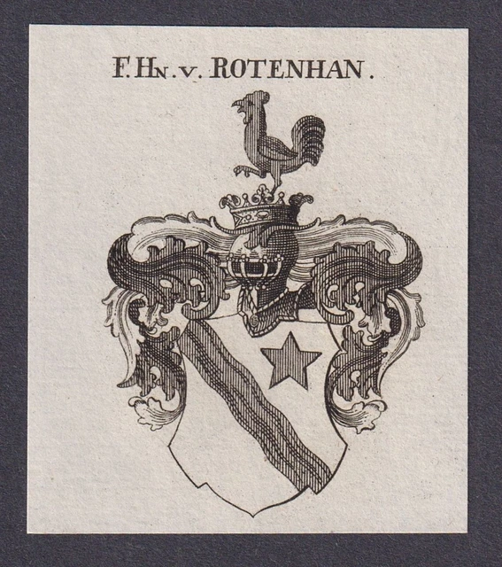 ROTENHAN ARMOIRIES COAT Of Arms Adel Héraldique Gravure sur Cuivre 1820 ...