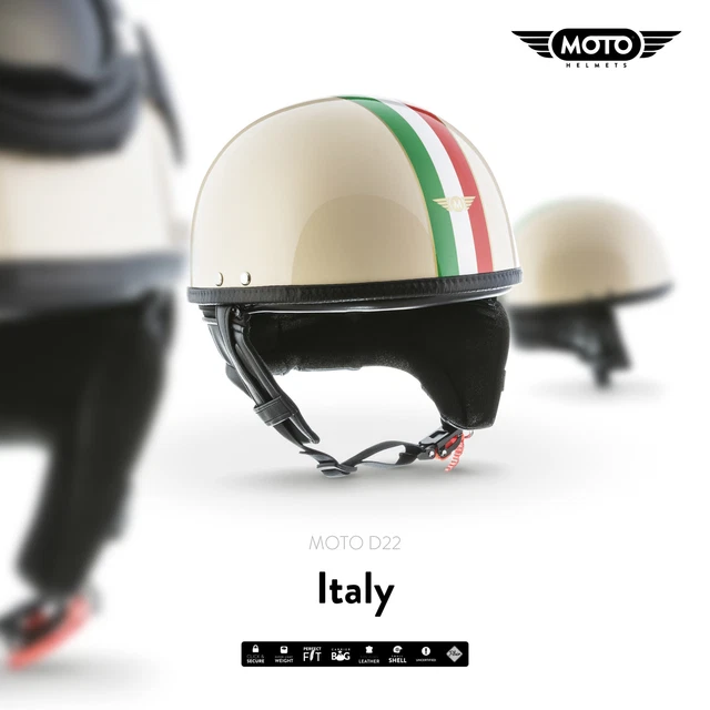 MOTO D22 BRAINCAP - JET-HELM Halbschalen-Helm Vespa Scooter Motorrad ...