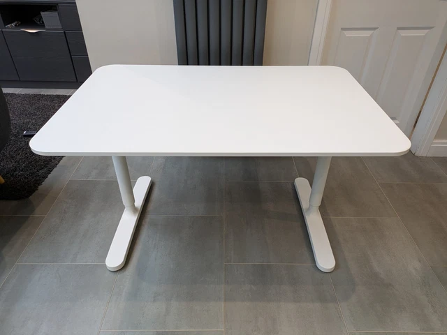 IKEA BEKANT DESK white Office table 120x80cm adjustable height £60.00 ...
