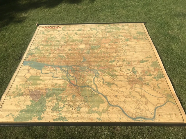 2X2M SCHOOL WALL map rolling map teaching board city map Hamburg 1: ...