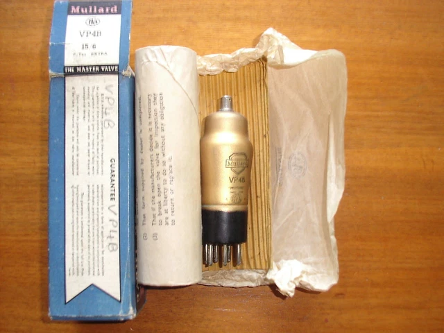 VINTAGE MULLARD VALVE type VP4B in box opened never used. £12.00 ...